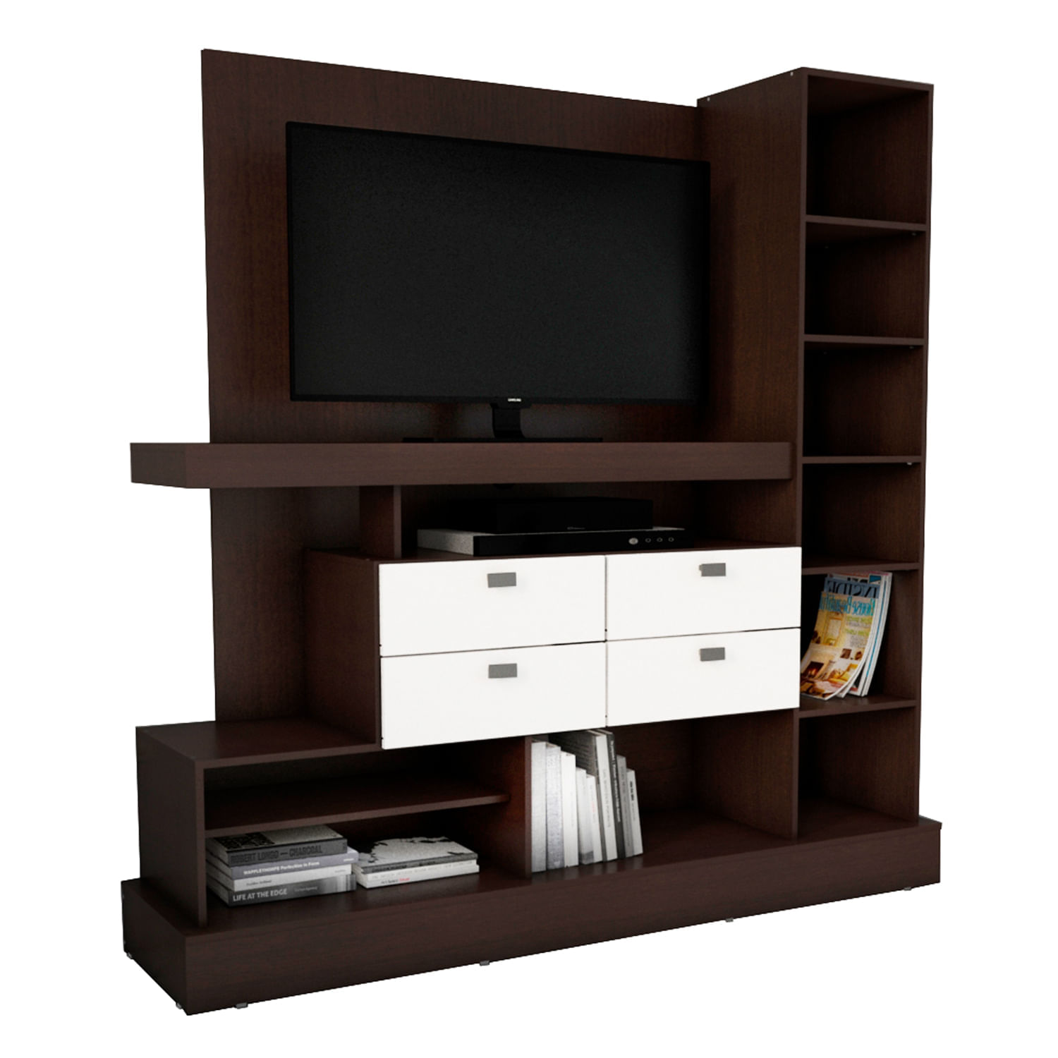 Rack TV Led Mosconi 126 Mueble Wengue Blanco