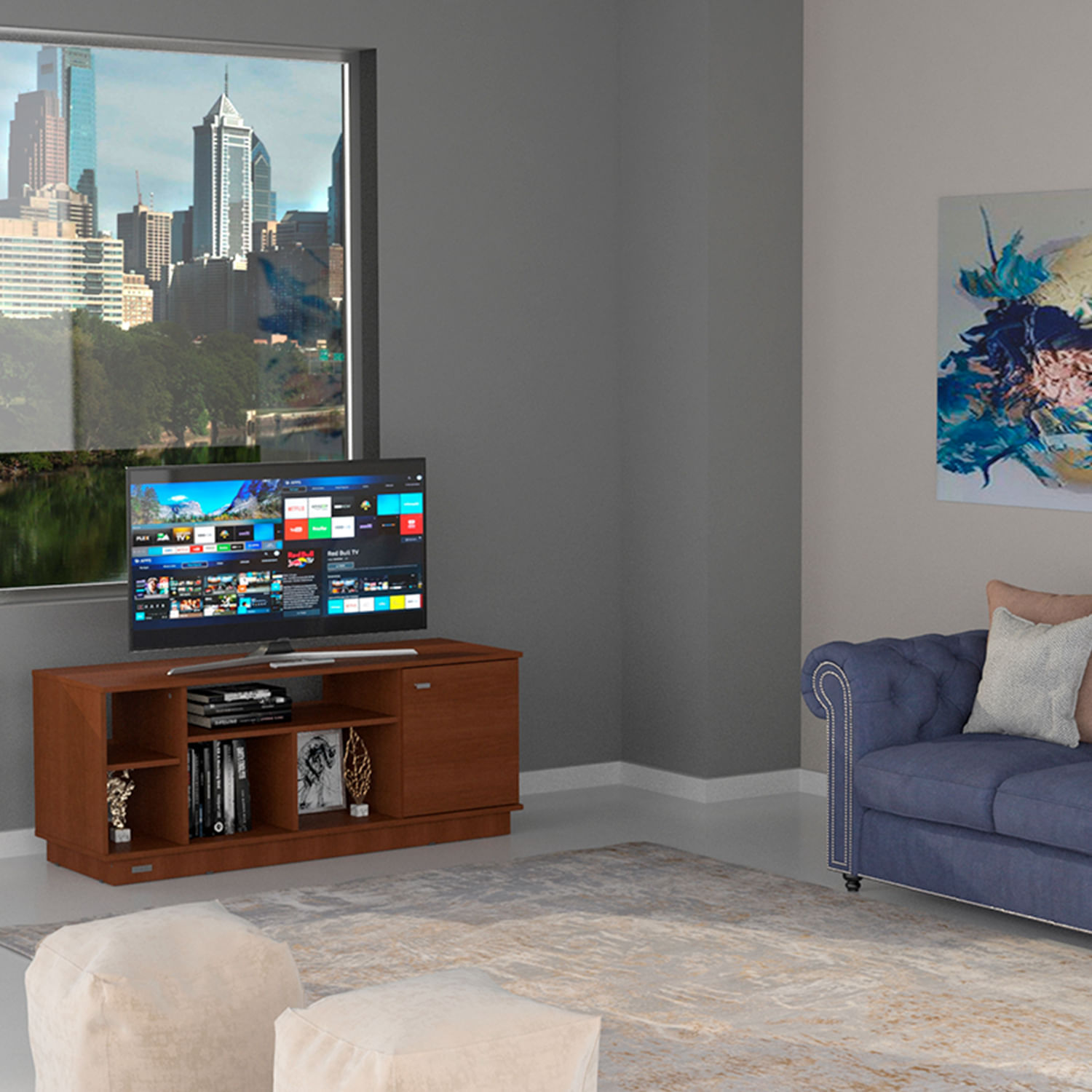 Rack TV LED Mosconi Dakar Melamina Mesa Tv Tabaco