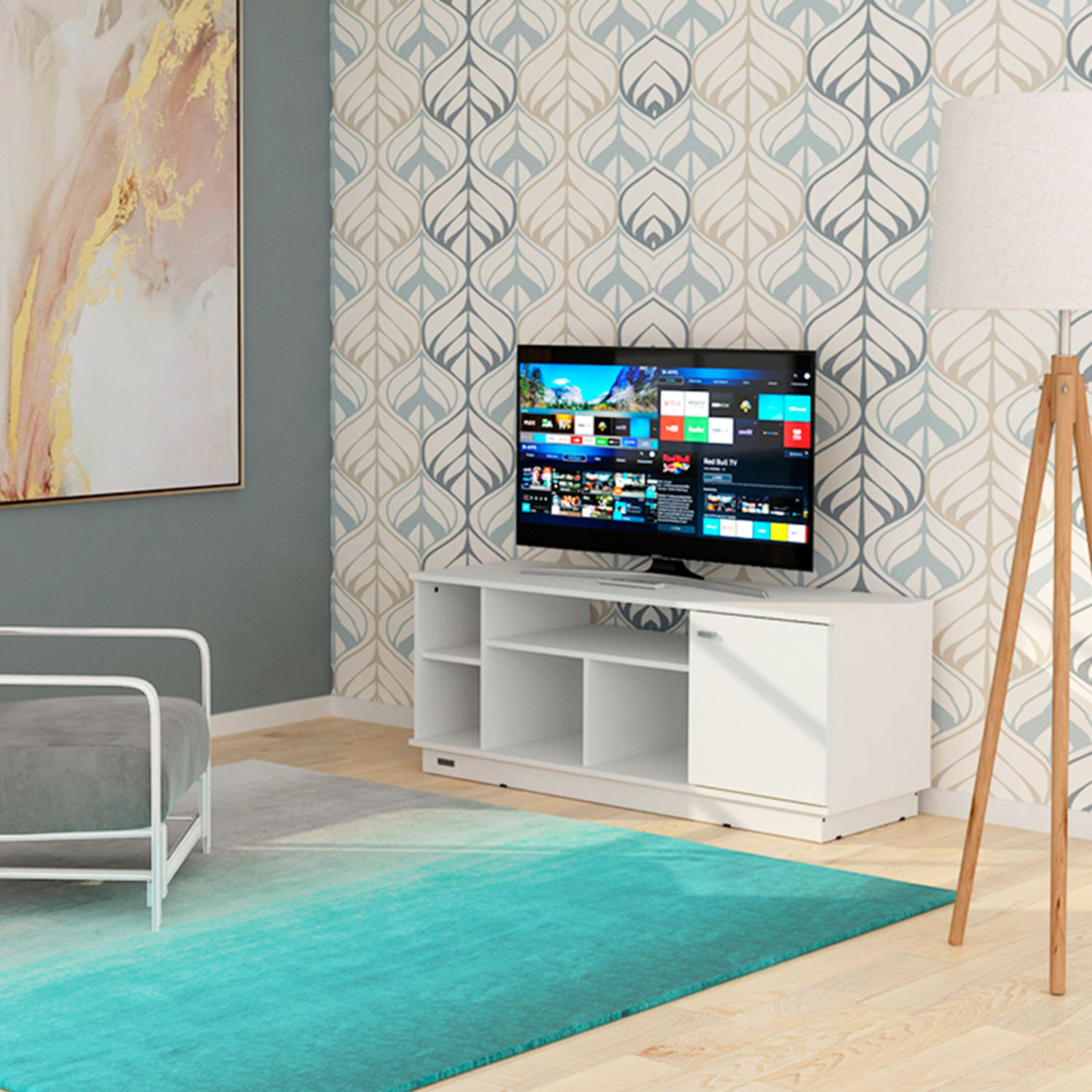 Rack TV LED Mosconi Dakar Melamina Mesa Tv Blanco