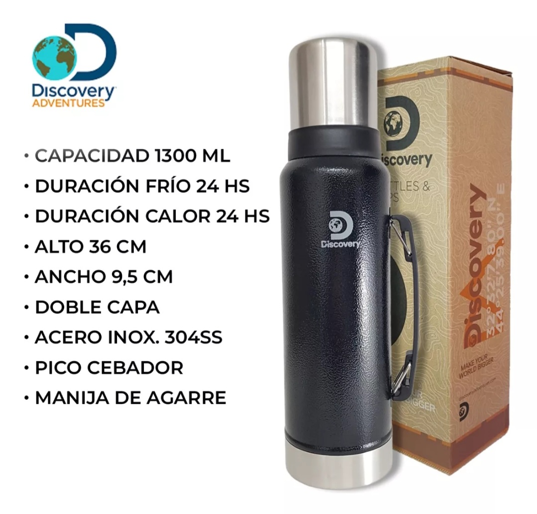 Termo1.3 Litros Discovery Doble inox 24 hs. Frio Calor.